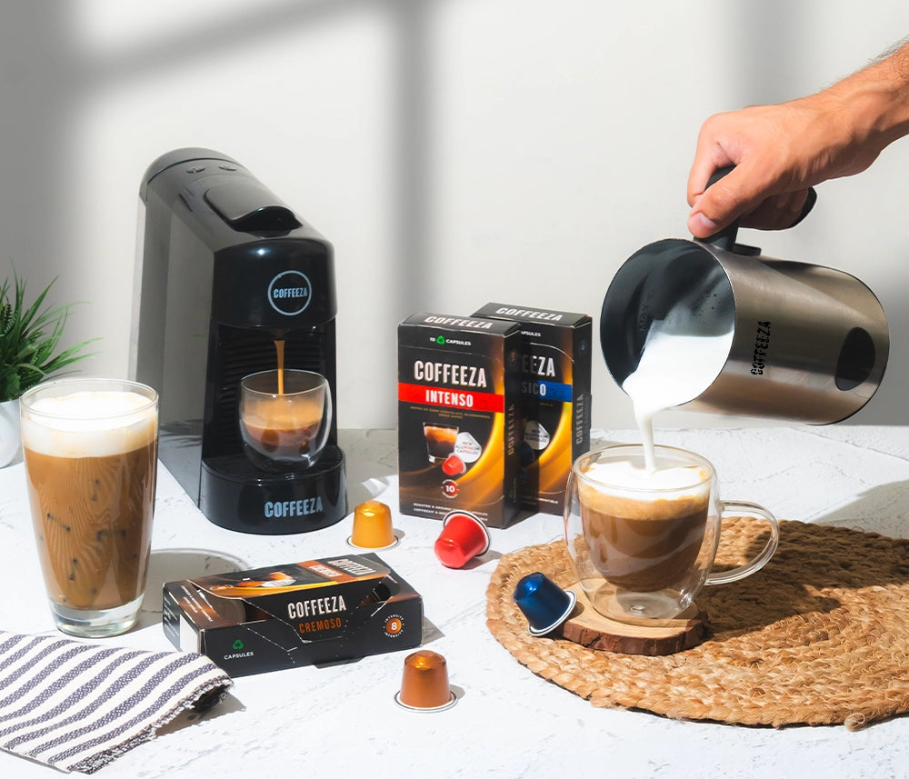 Finero Next Coffee Machine + Frothimo Pro Milk Frother & Heater + 10 F ...