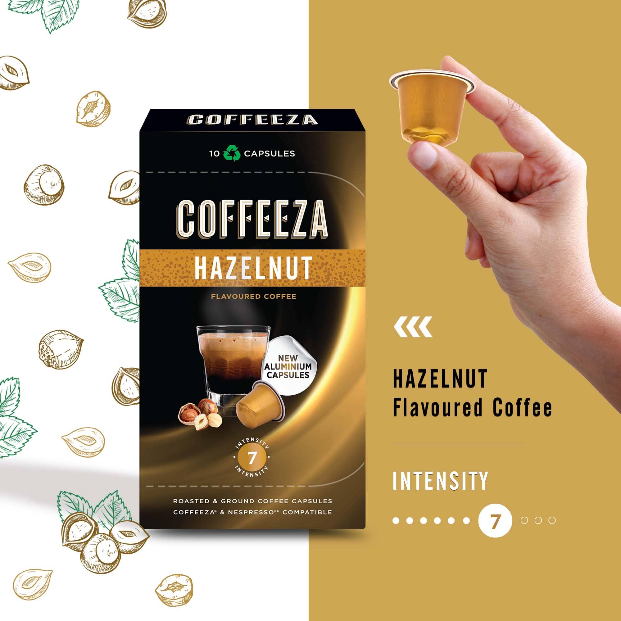 Hazelnut 100% Arabica Flavoured Aluminium Coffee Capsules – Coffeeza